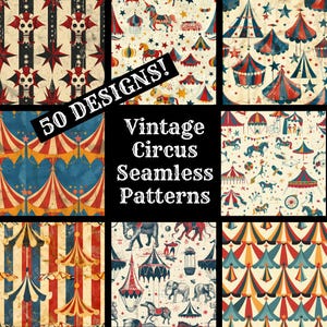 Vintage Circus Seamless Digital Paper, Vintage Circus Printable ...