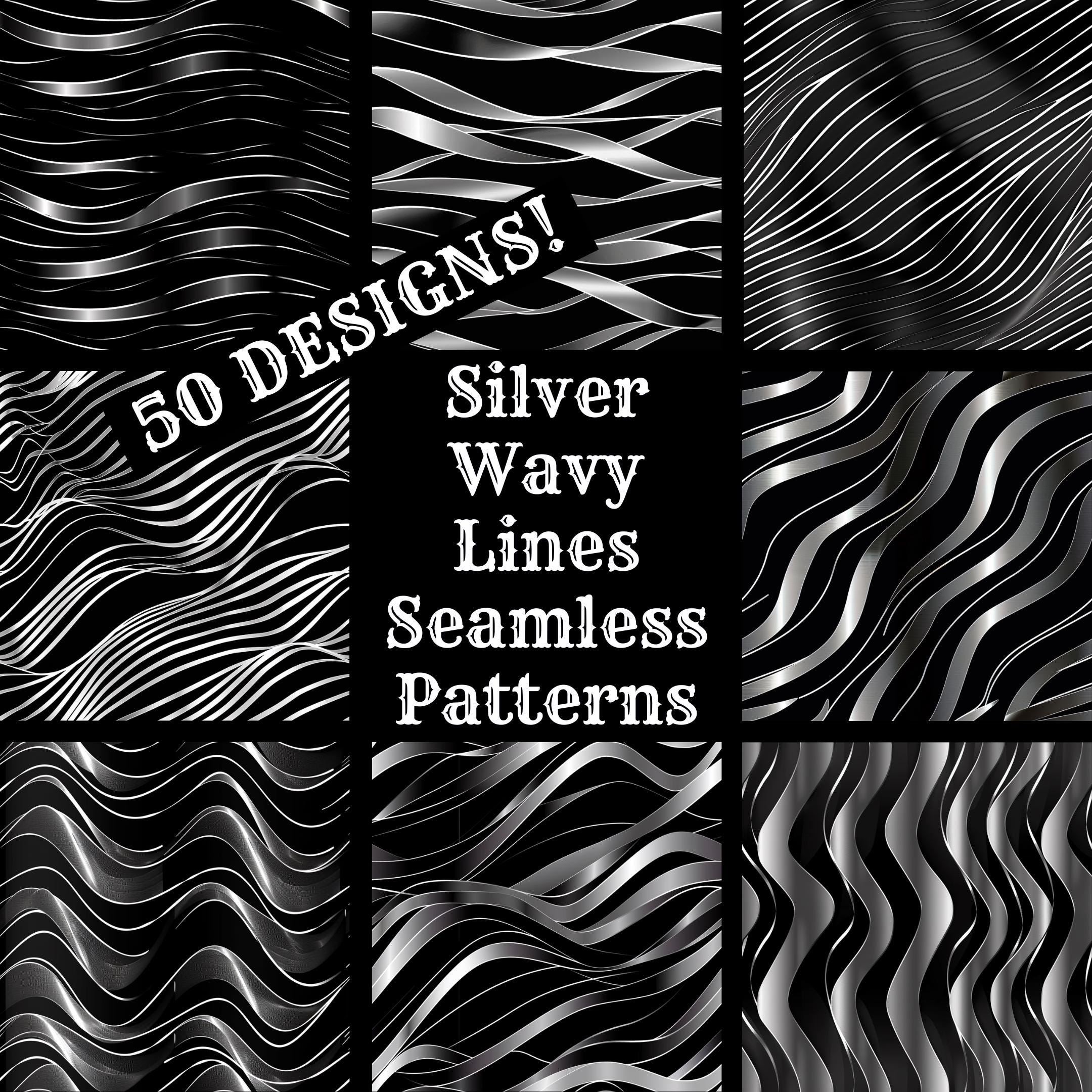 Silver Wavy Lines Seamless Patterns: 50 Digital Papers (digital ...