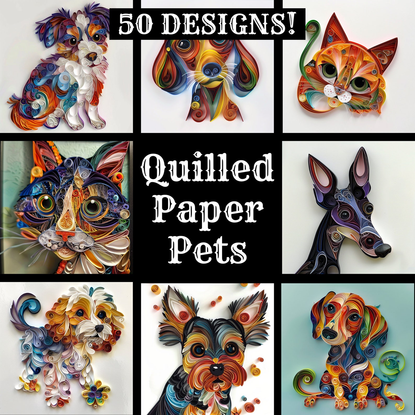 Quilled Paper Pets: High Resolution Digital Paper (PNG) - Etsy