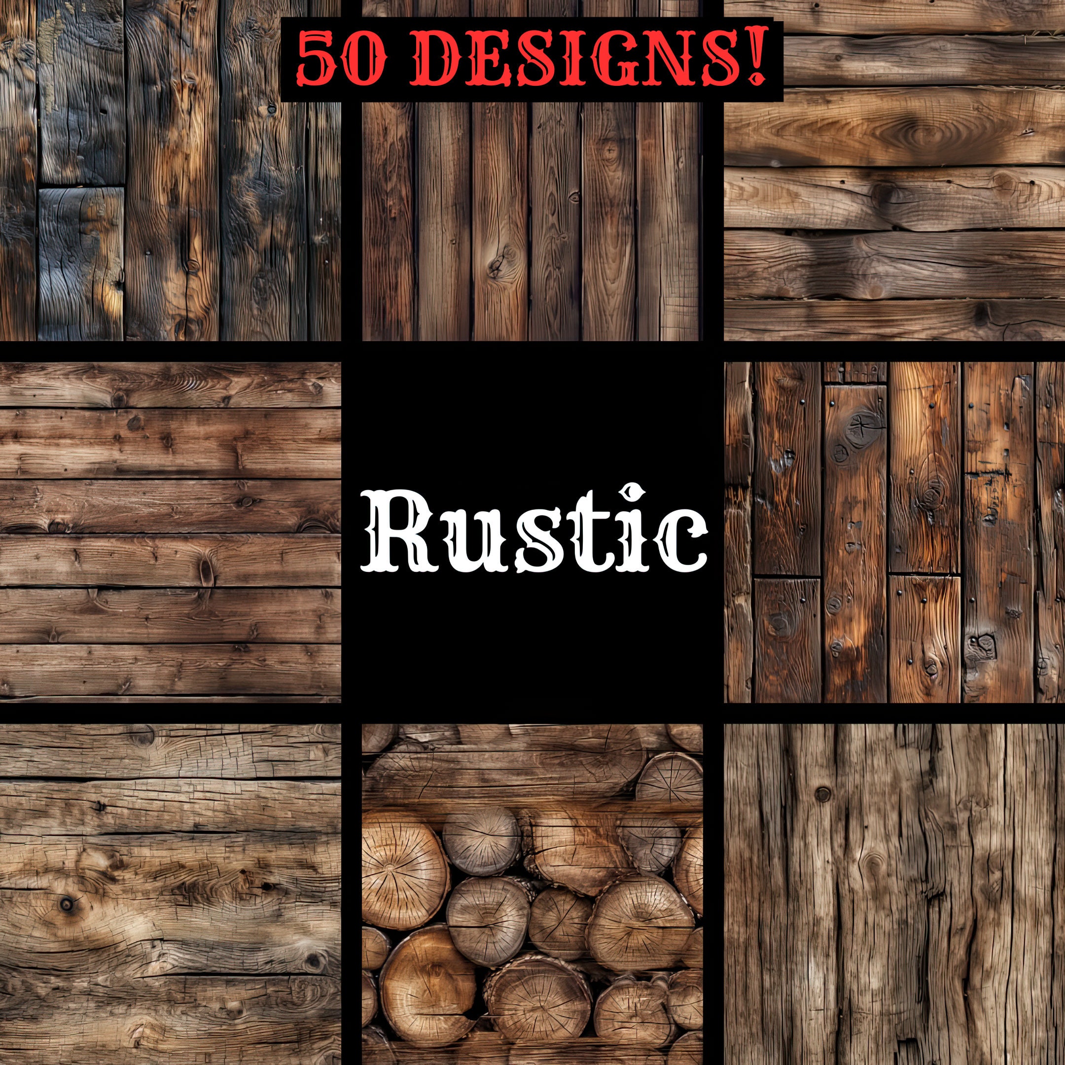 Rustic Wood Digital Paper: Seamless Textures, Scrapbook Backgrounds ...