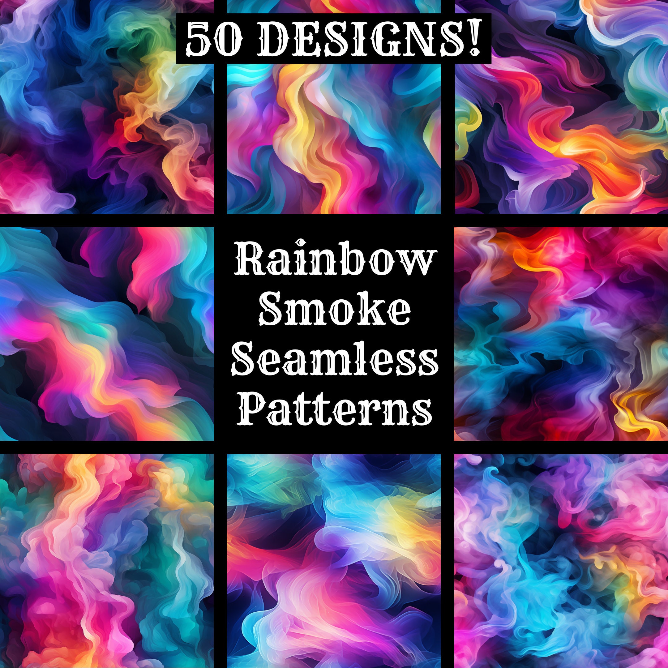 Rainbow Smoke Seamless Digital Paper Printable Scrapbook - Etsy