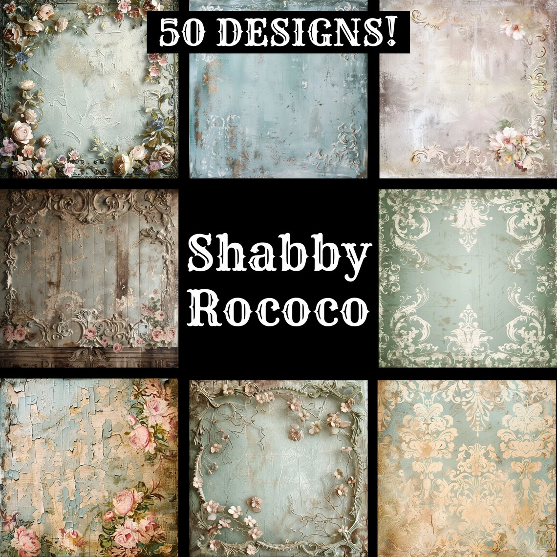 Shabby Rococo Paper, Shabby Rococo Printable Paper, Vintage Shabby ...