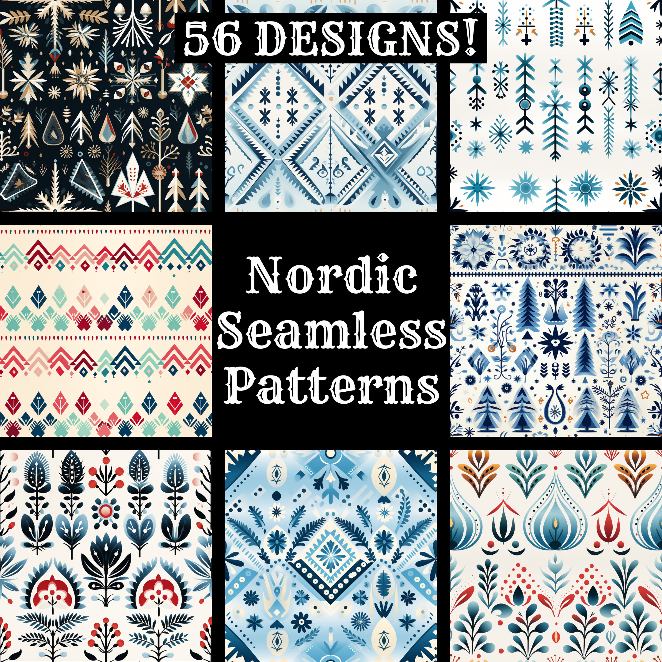 Nordic Seamless Digital Paper, Printable Scrapbook Paper Seamless ...