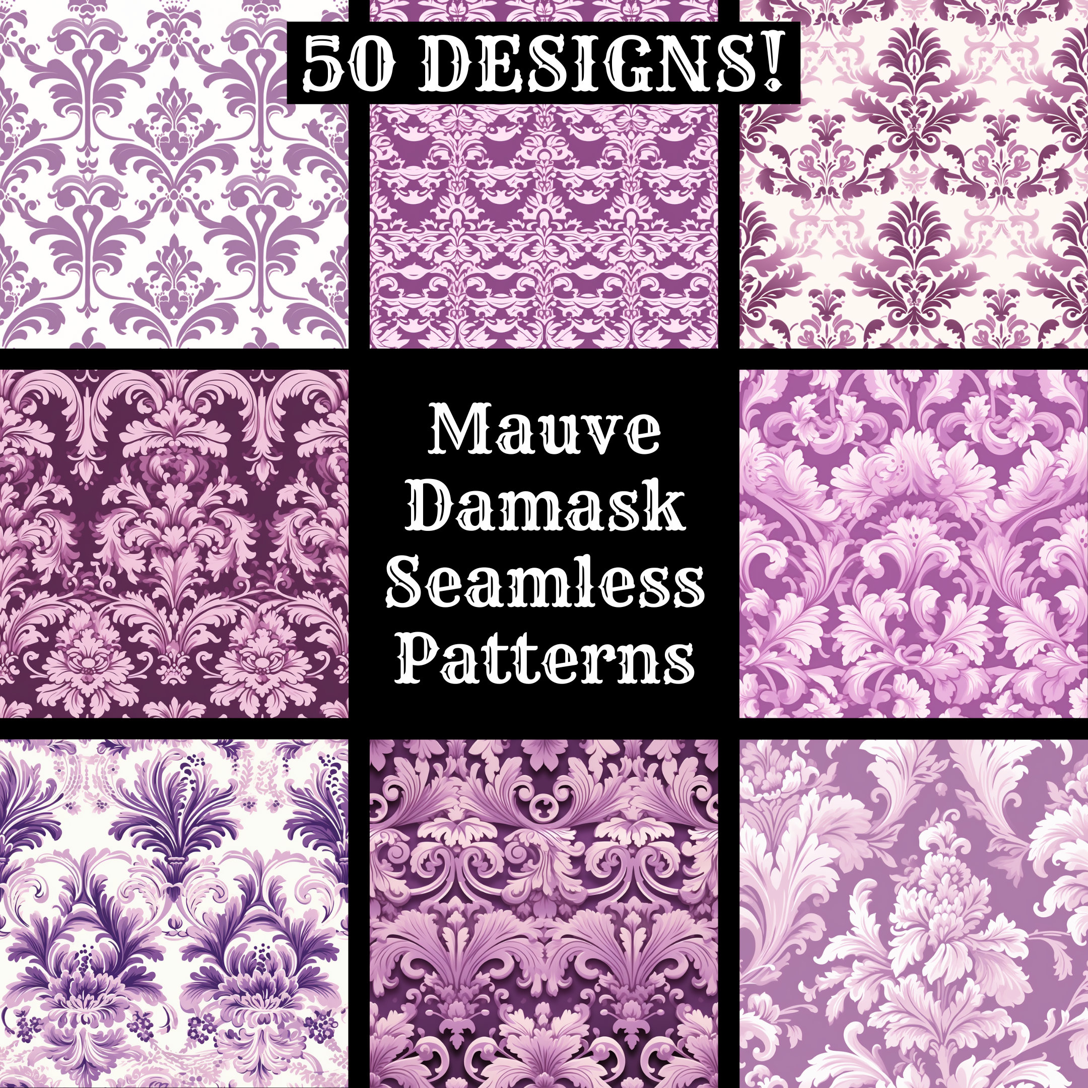 Mauve Damask Seamless Digital Paper, Printable Scrapbook Paper Seamless ...