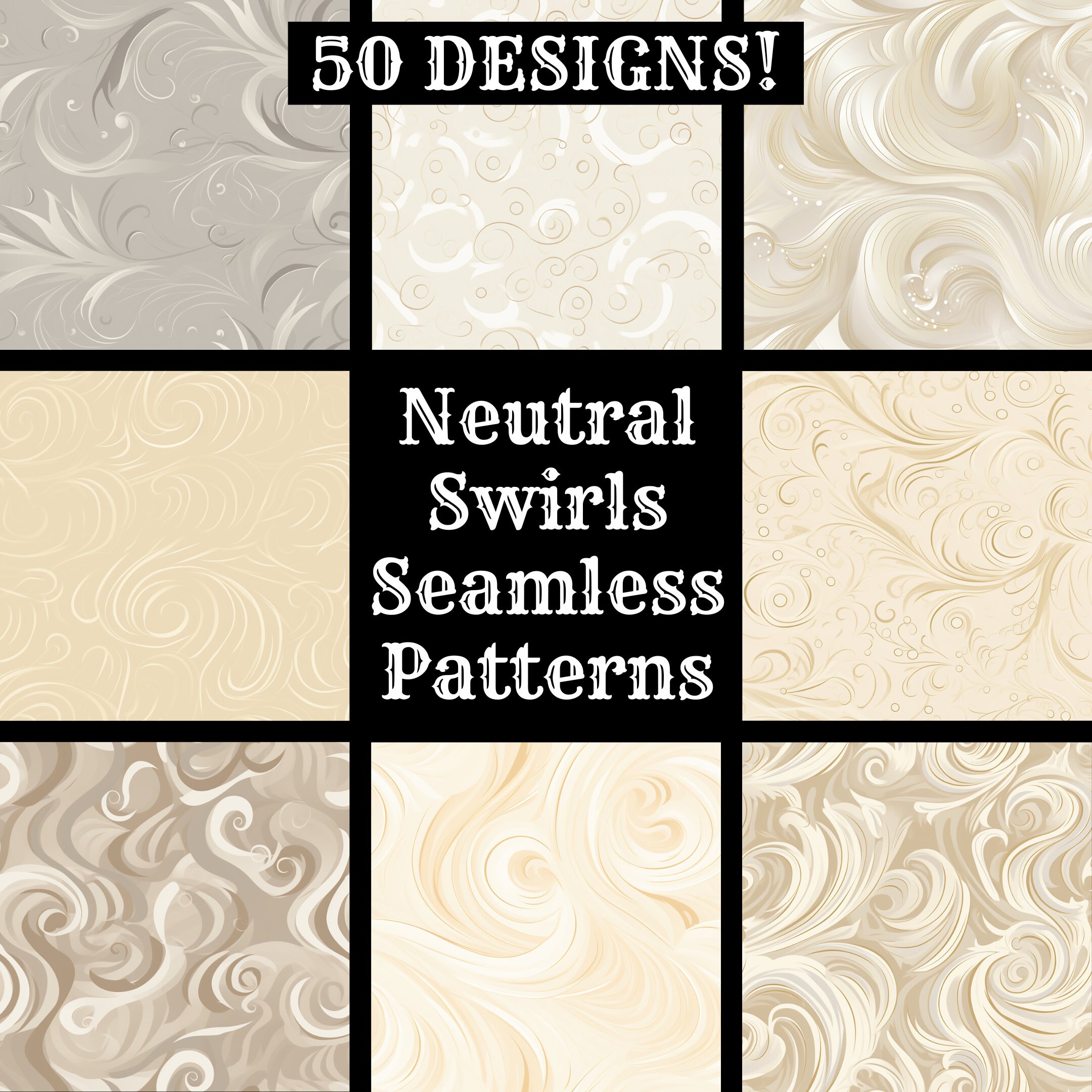 Neutral Swirls Seamless Digital Paper, Printable Scrapbook Paper ...