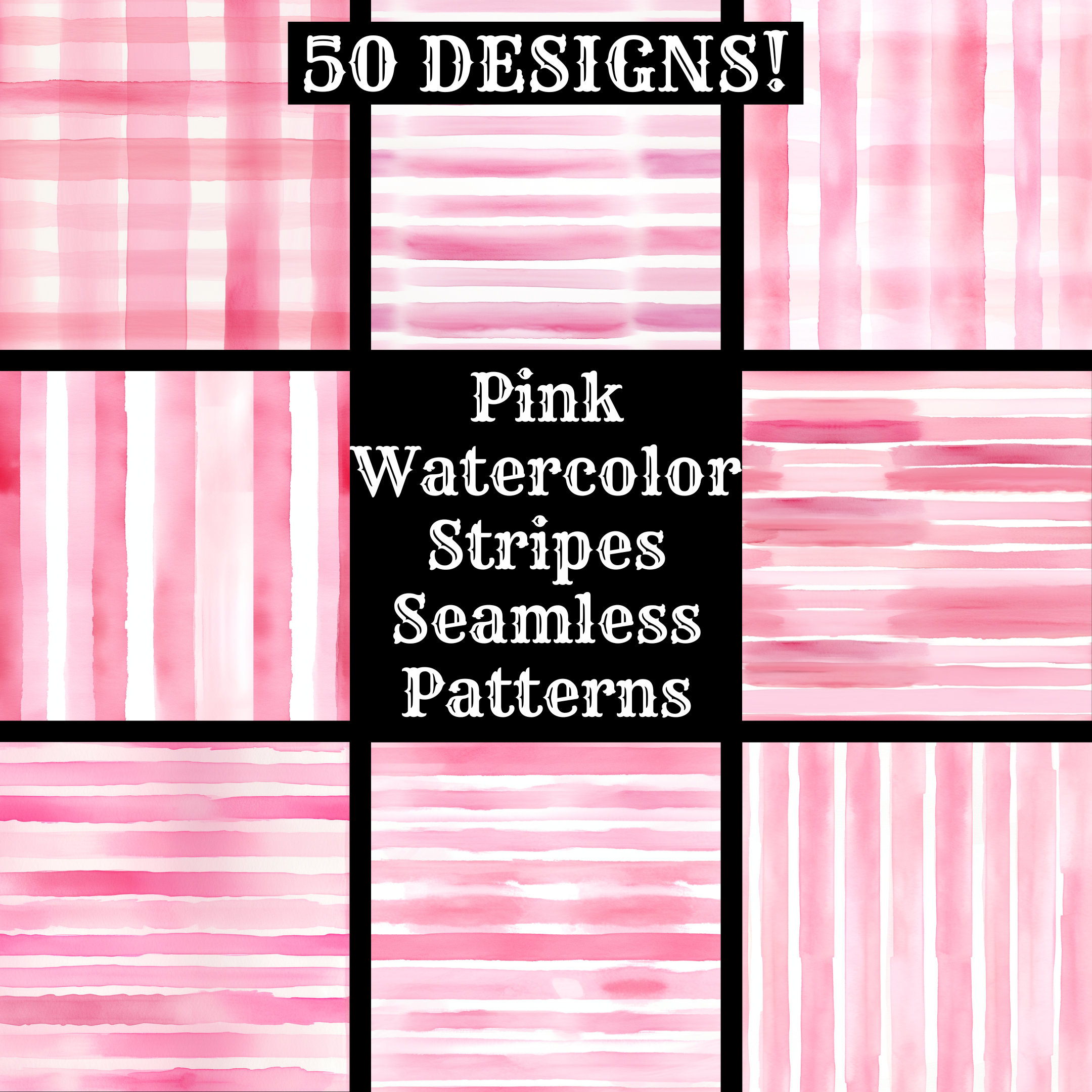 Pink Watercolor Stripes Seamless Digital Paper Printable - Etsy