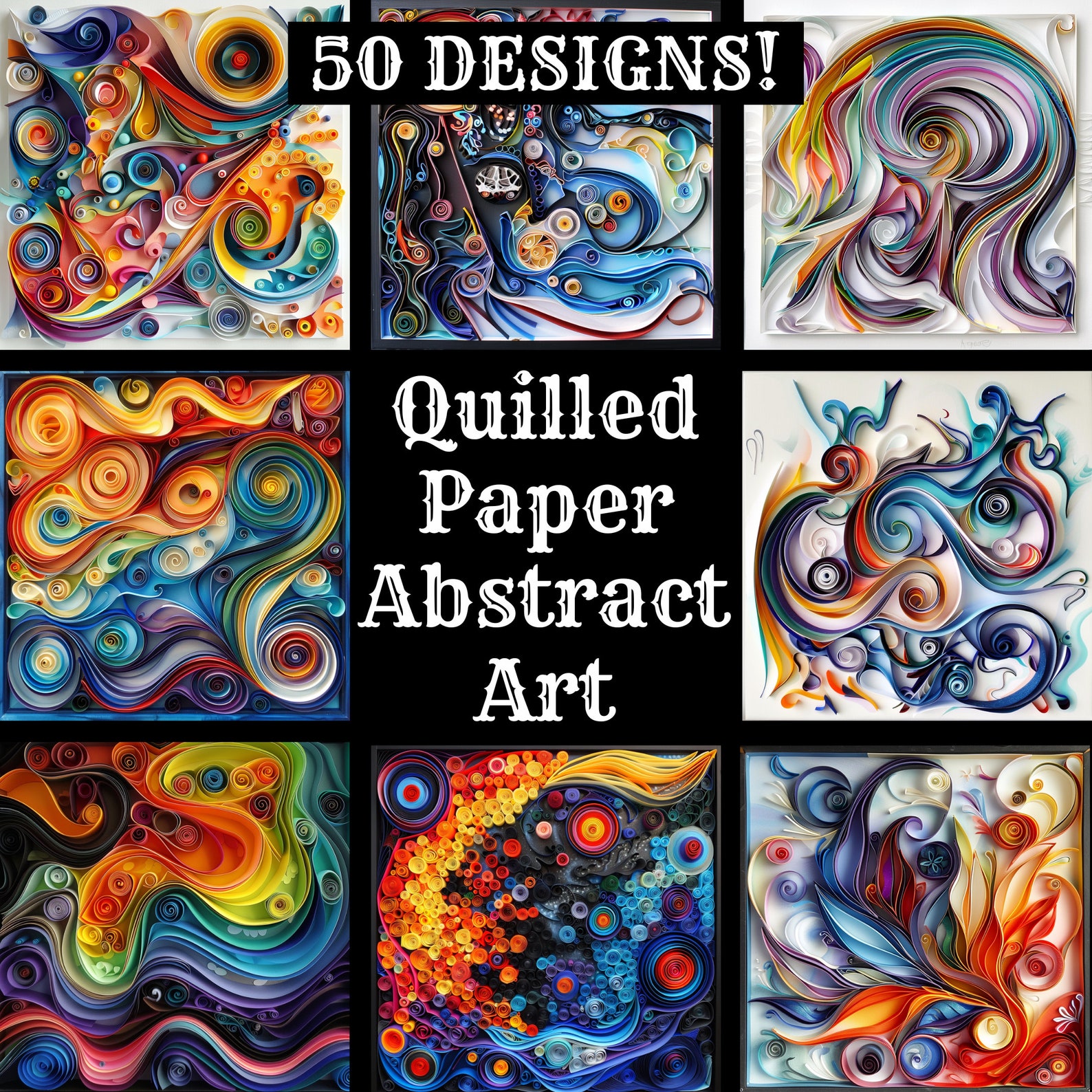 Quilled Paper Abstract Art, Digital Papers (PNG) - Etsy