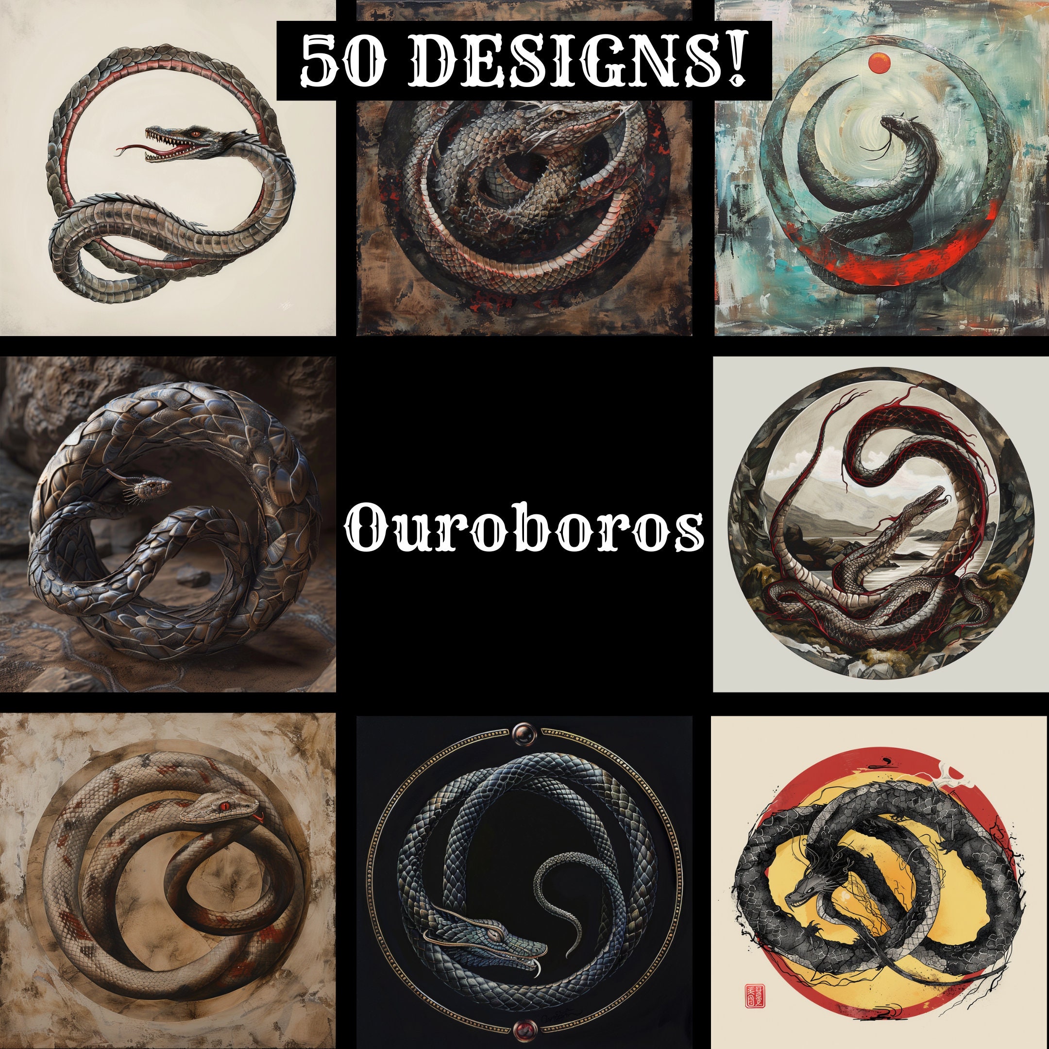 Ouroboros Paper, Ouroboros Printable Paper, Vintage Ouroboros ...