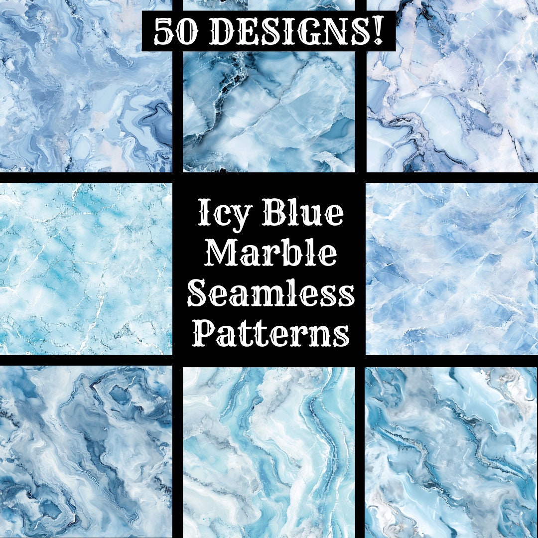 Icy Blue Marble Seamless Digital Paper, Printable Scrapbook Paper ...