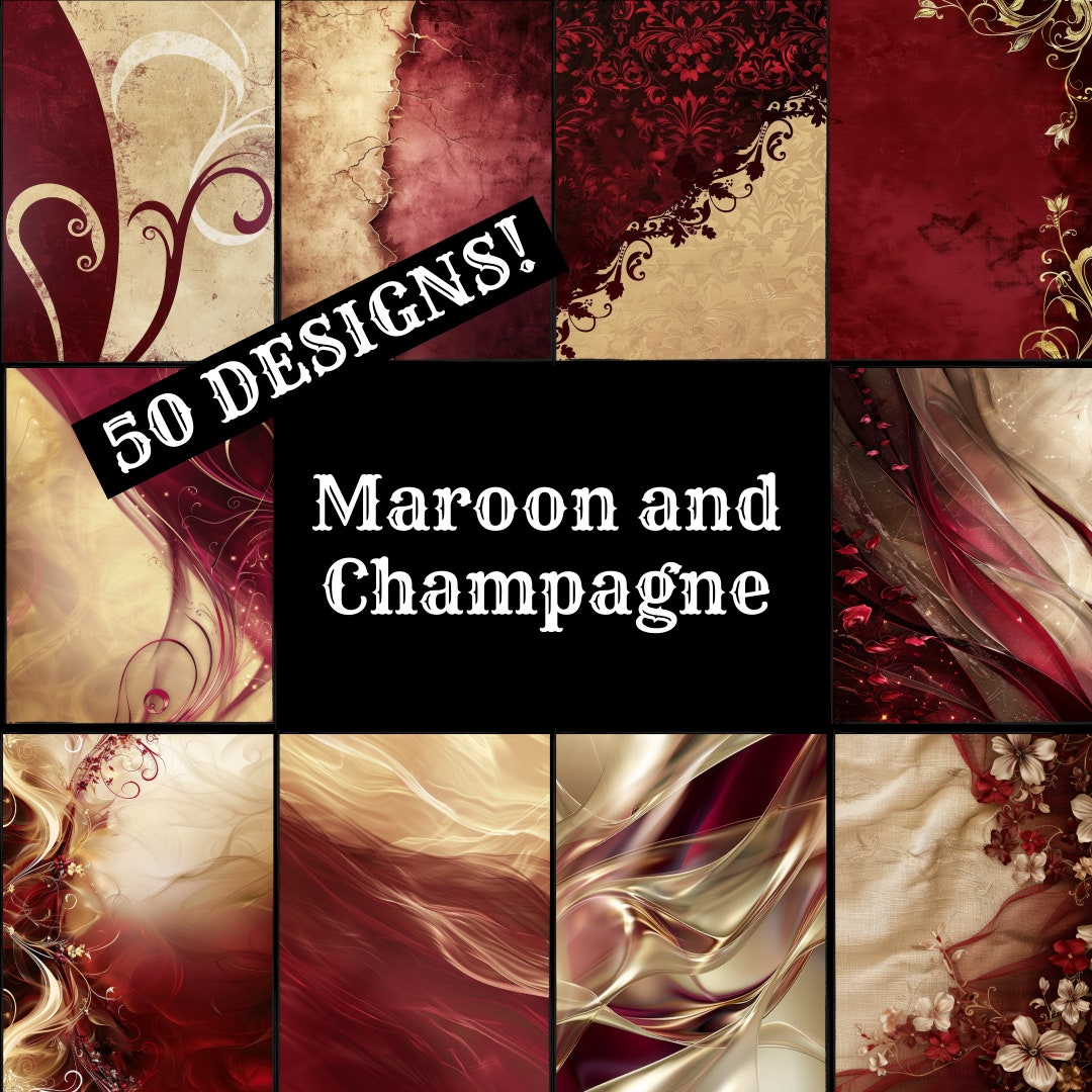 Maroon and Champagne Journal Paper, Maroon and Champagne Printable ...