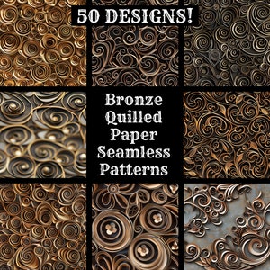 Bronze Quilled Paper Seamless Digital Paper, Bronze Quilled Paper ...