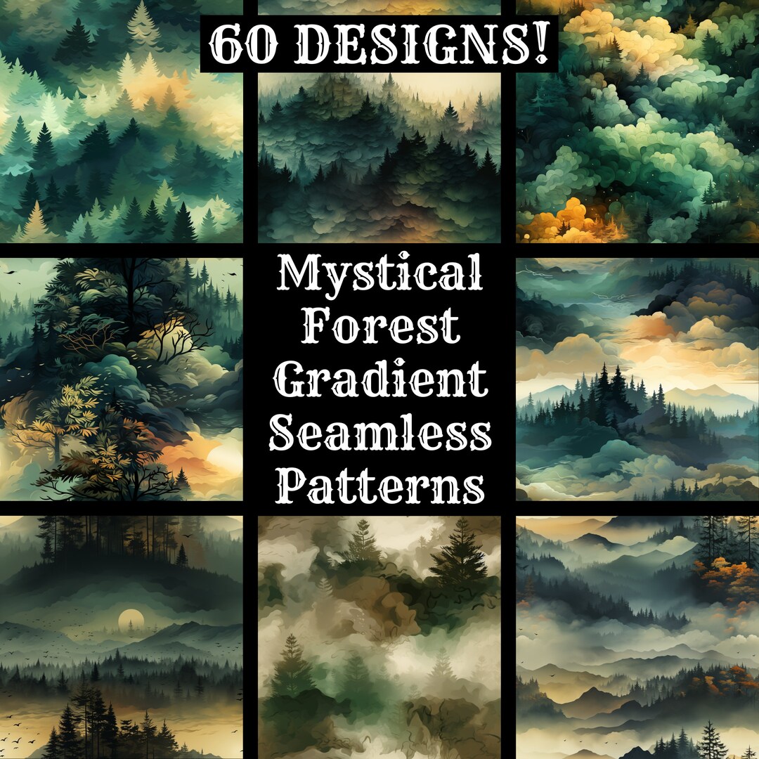Mystic Forest Gradient Seamless Paper: 60 PNG Textures (digital ...