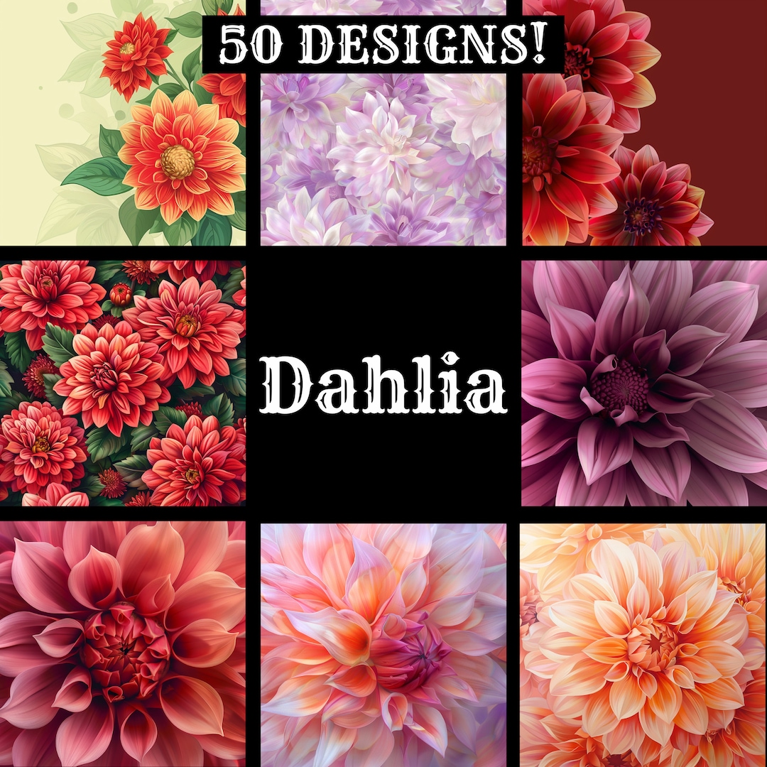 Vintage Dahlia Digital Paper: High-resolution Scrapbook & Journal (PNG ...