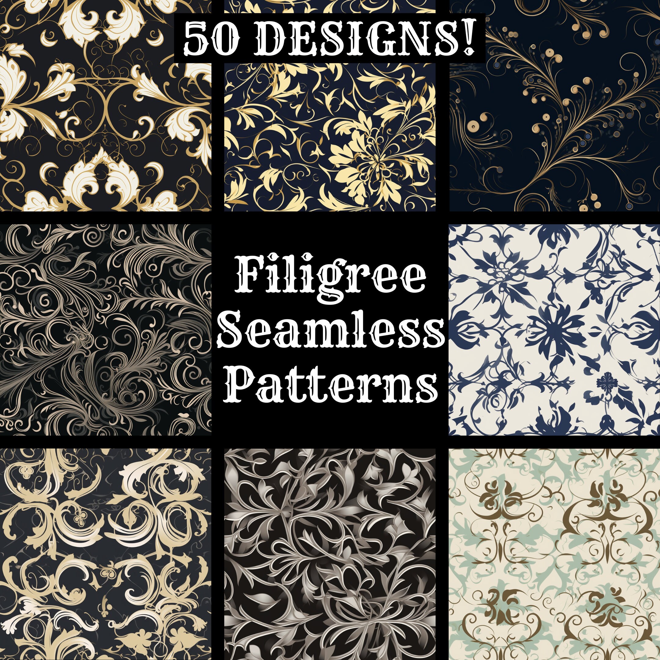 Filigree Seamless Digital Paper, Printable Scrapbook Paper Seamless ...