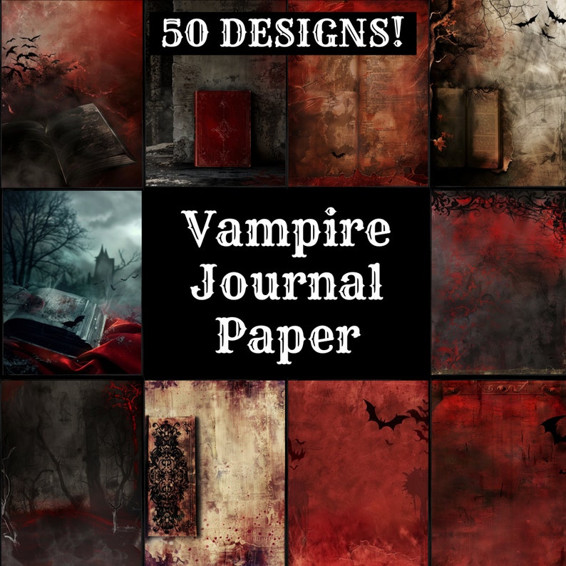 Vampire Journal Paper: Vintage Printable Scrapbook (digital Download ...