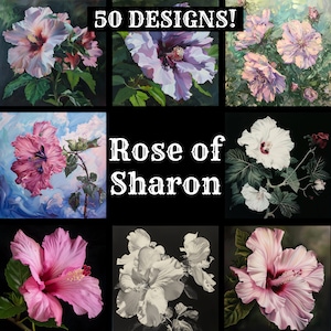 Rose of Sharon Paper, Rose of Sharon Printable Paper, Vintage Rose of ...