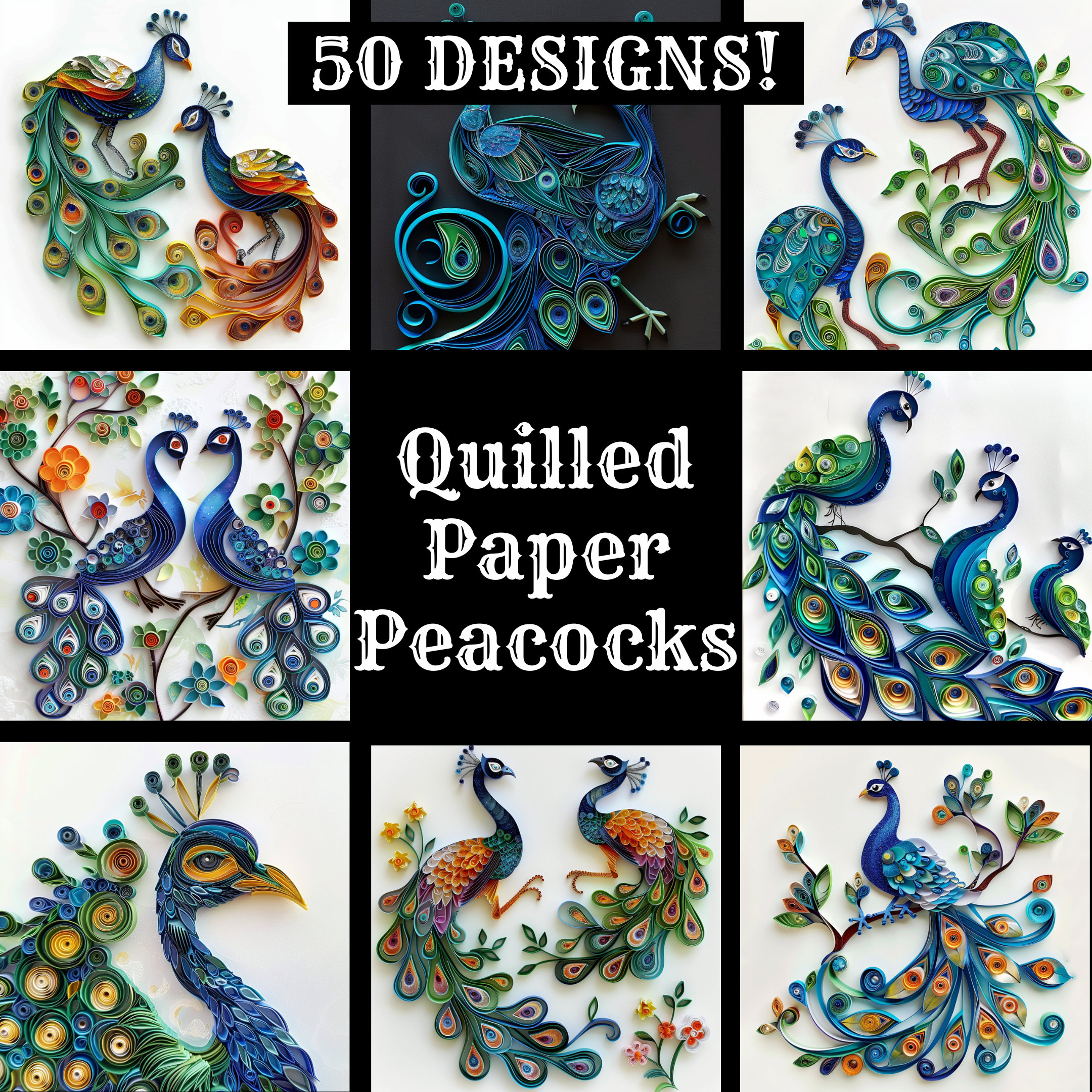 Quilled Paper Peacocks Paper, Quilled Paper Peacocks Printable Paper ...