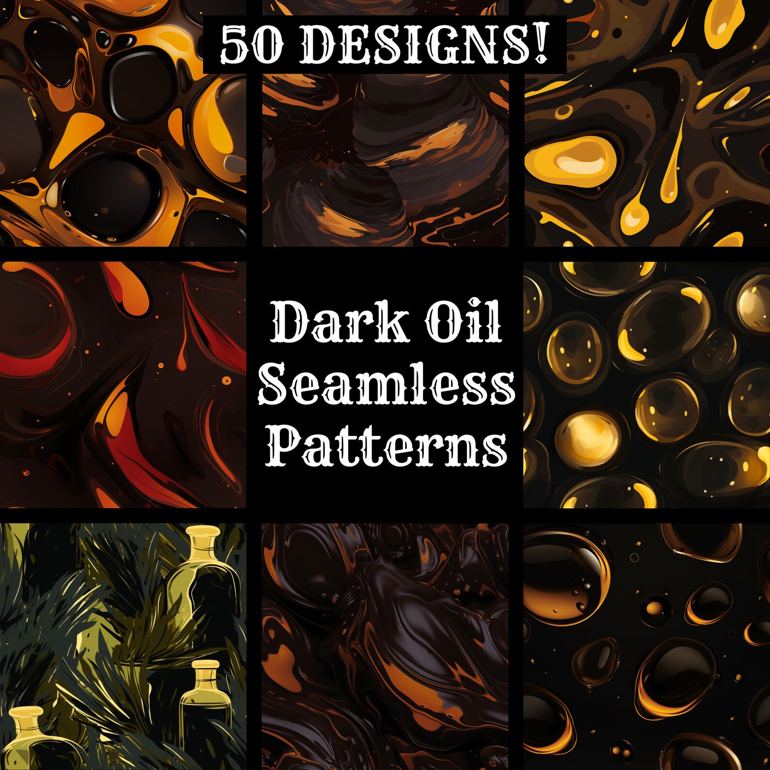 Dark Oil Seamless Digital Paper, Dark Oil Printable Scrapbook Paper ...