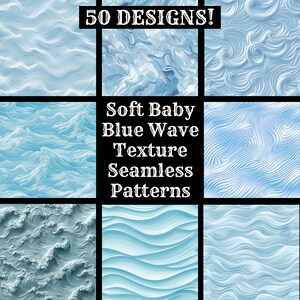 Soft Baby Blue Wave Texture Seamless Digital Paper, Printable Scrapbook ...