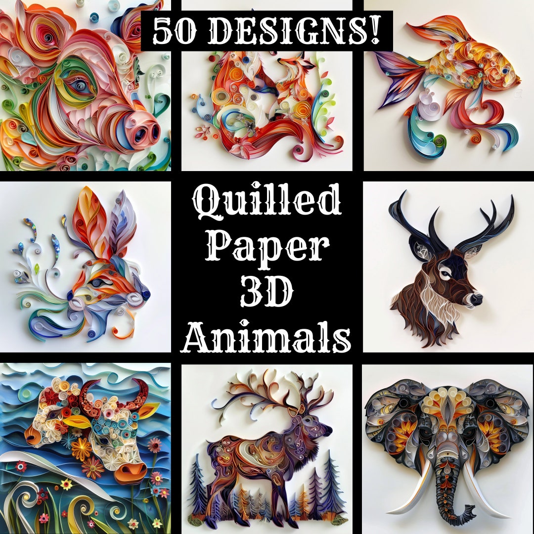 Quilled Paper 3D Animals Paper, Quilled Paper 3D Animals Printable ...