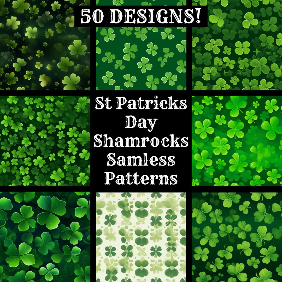 St Patricks Day Shamrocks Seamless Patterns: Digital Paper (PNG) - Etsy