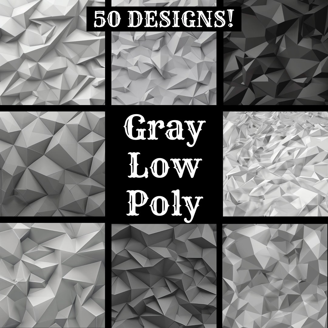 Gray Low Poly Digital Paper: High-resolution Scrapbook (digital ...