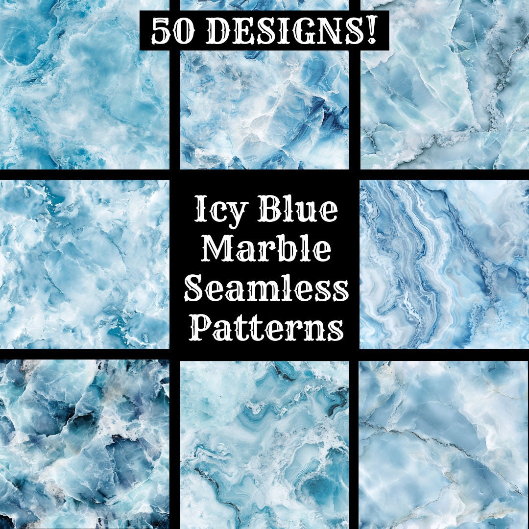 Icy Blue Marble Seamless Digital Paper, Printable Scrapbook Paper ...