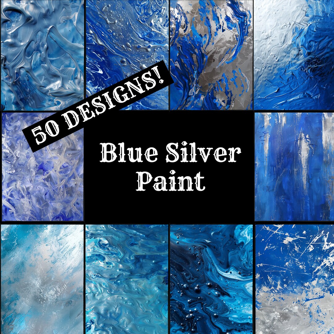 Blue Silver Paint Journal Paper, Blue Silver Paint Printable Paper ...