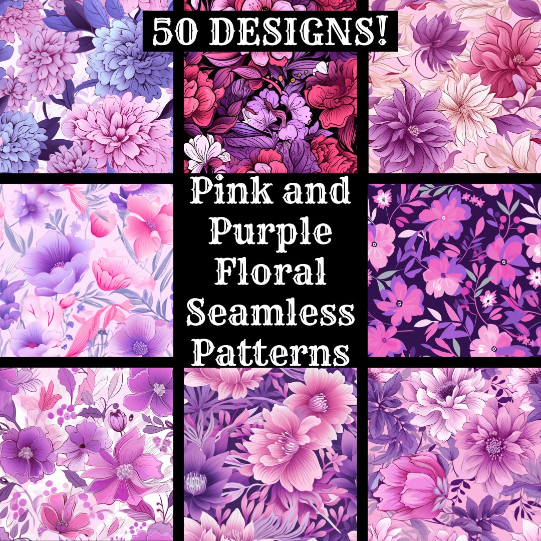 Pink & Purple Floral Seamless Paper: Scrapbook Printable (digital ...