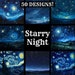 Starry Night Digital Paper: High-resolution Scrapbook (PNG, 12x12 ...