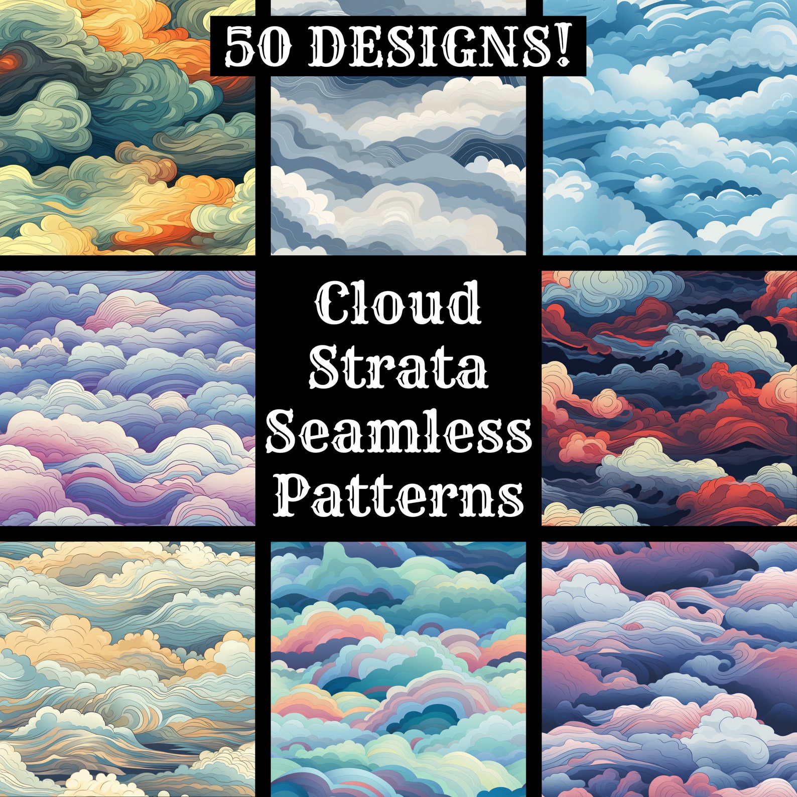Cloud Strata Seamless Digital Paper Printable Scrapbook Paper - Etsy