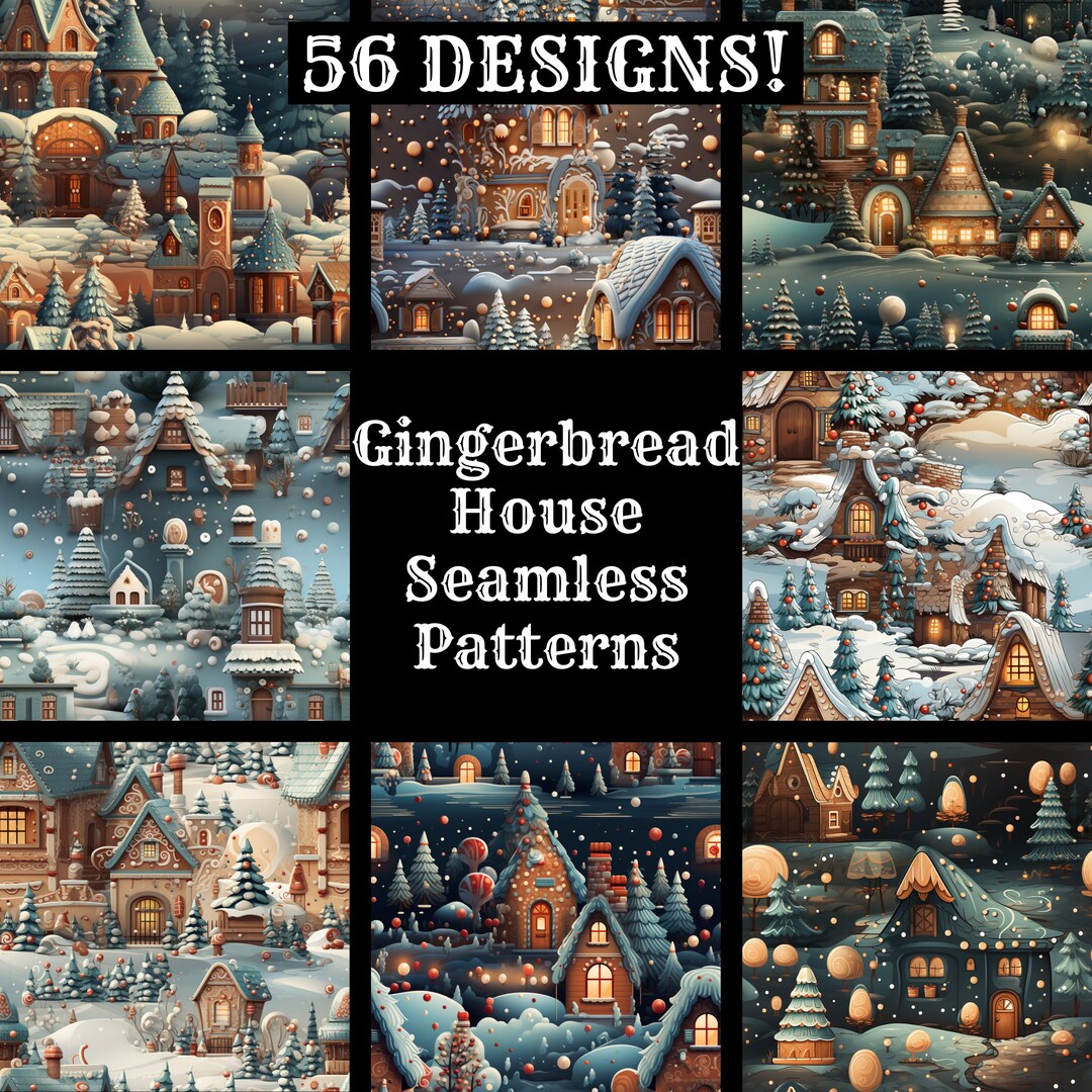 Gingerbread House Seamless Digital Paper, Printable Scrapbook Paper ...