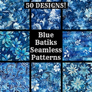 Blue Batiks Seamless Digital Paper, Printable Scrapbook Paper Seamless ...