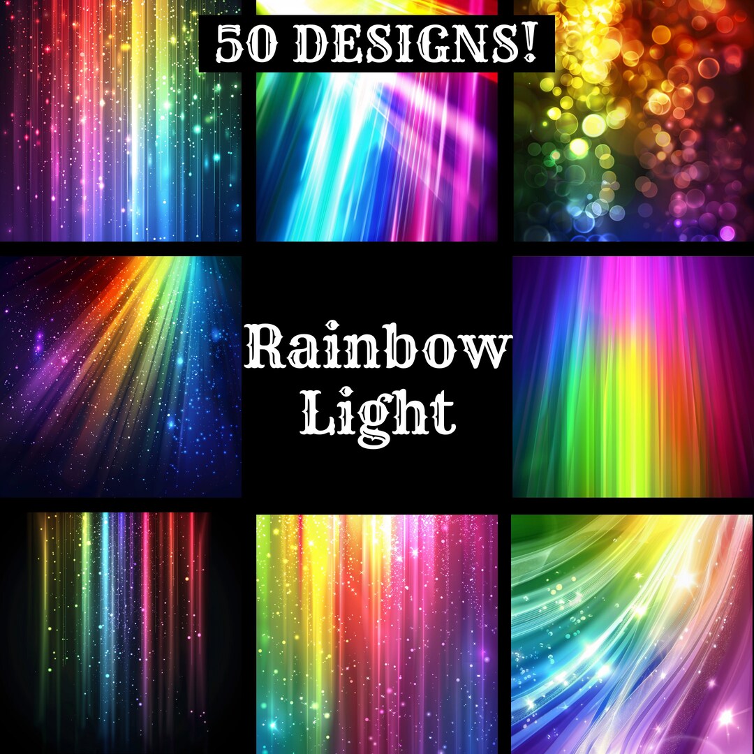 Rainbow Light Paper, Rainbow Light Printable Paper, Vintage Rainbow ...