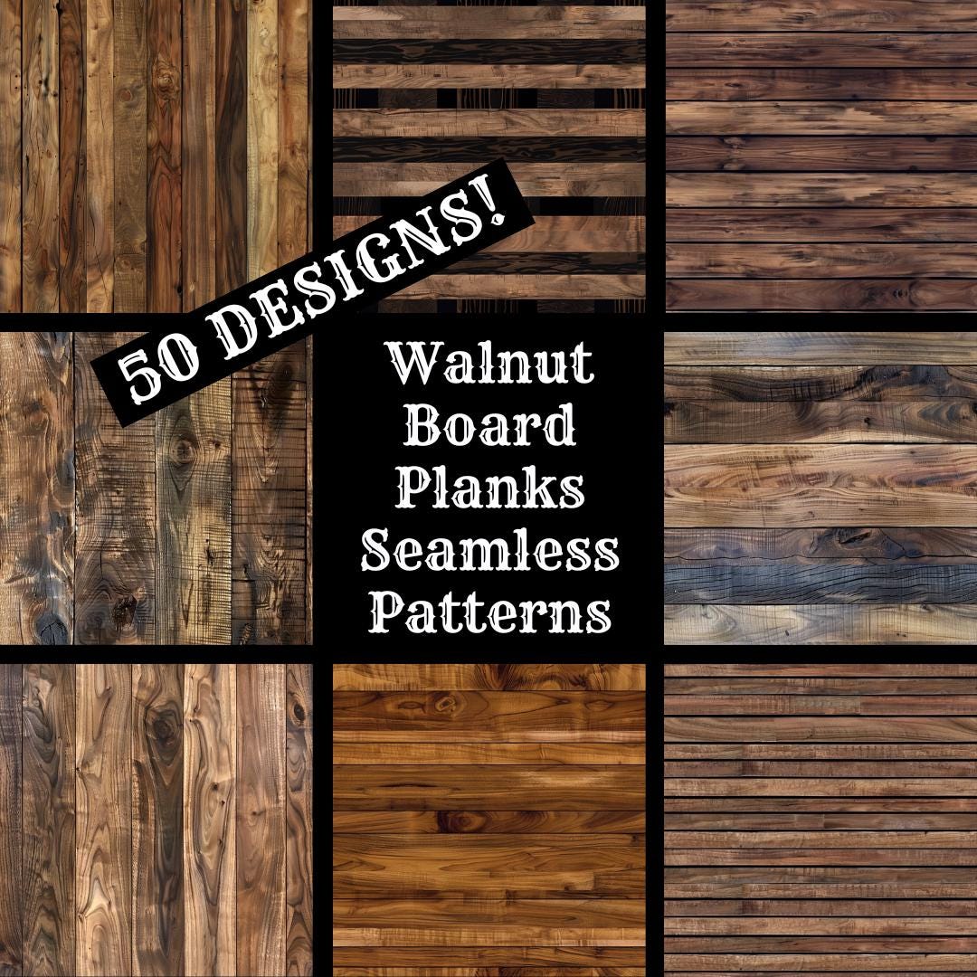 Walnut Wood Planks Seamless Pattern: Scrapbook Paper (digital Download ...