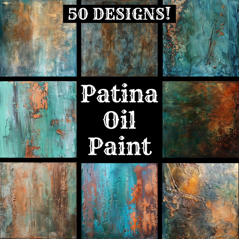 Patina Oil Paint Digital Paper: Vintage Journaling (PNG, 12x12, 16x16 ...