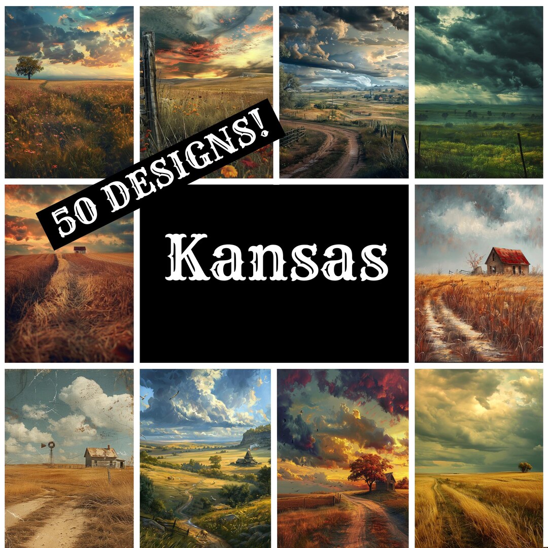 Kansas Landscape Journal Paper: Vintage Scrapbook Inserts (digital ...