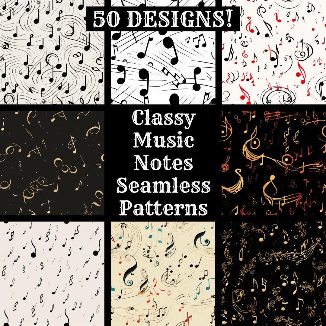Classy Music Notes Seamless Digital Paper, Printable Scrapbook Paper ...