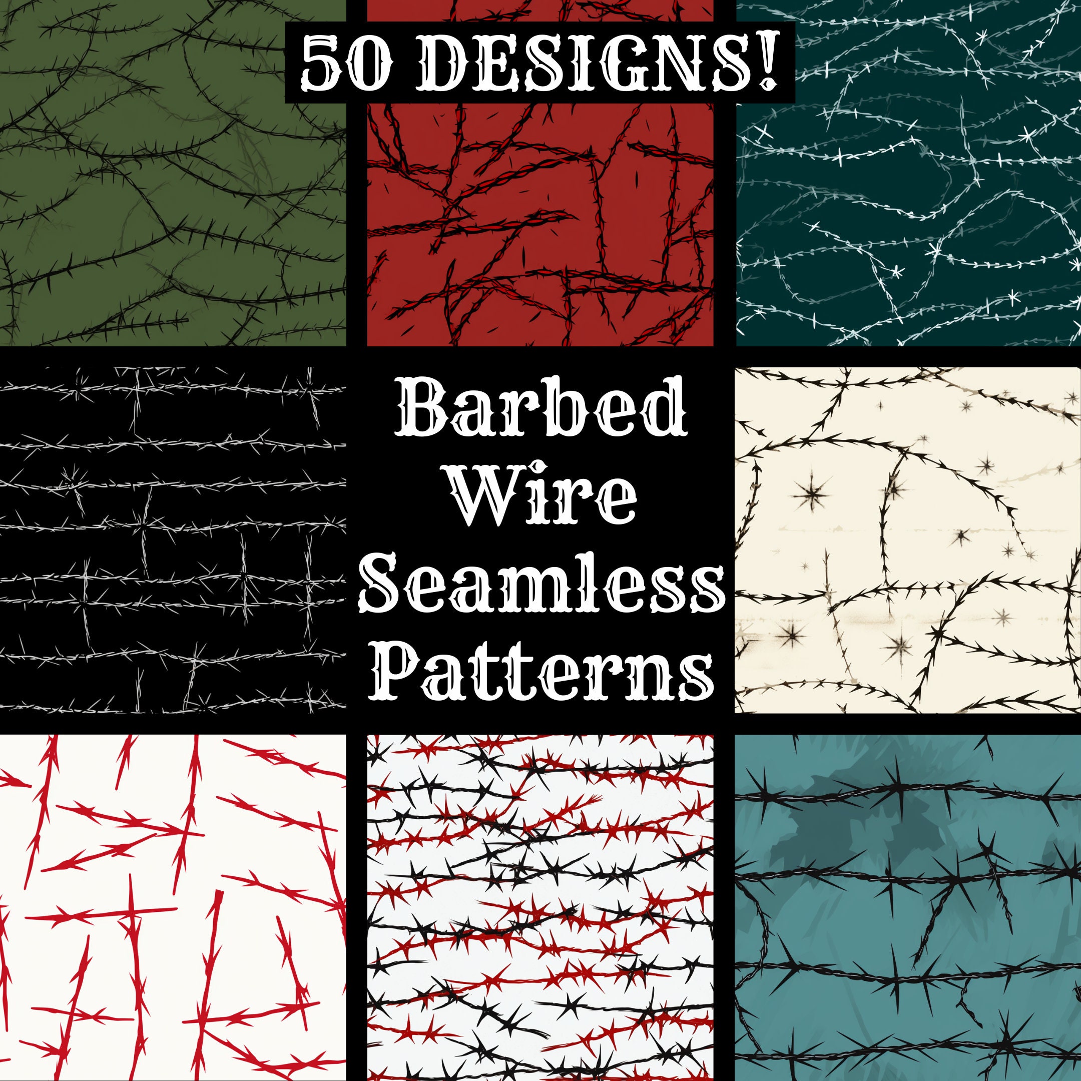 Barbed Wire Seamless Digital Paper, Printable Scrapbook Paper Seamless ...