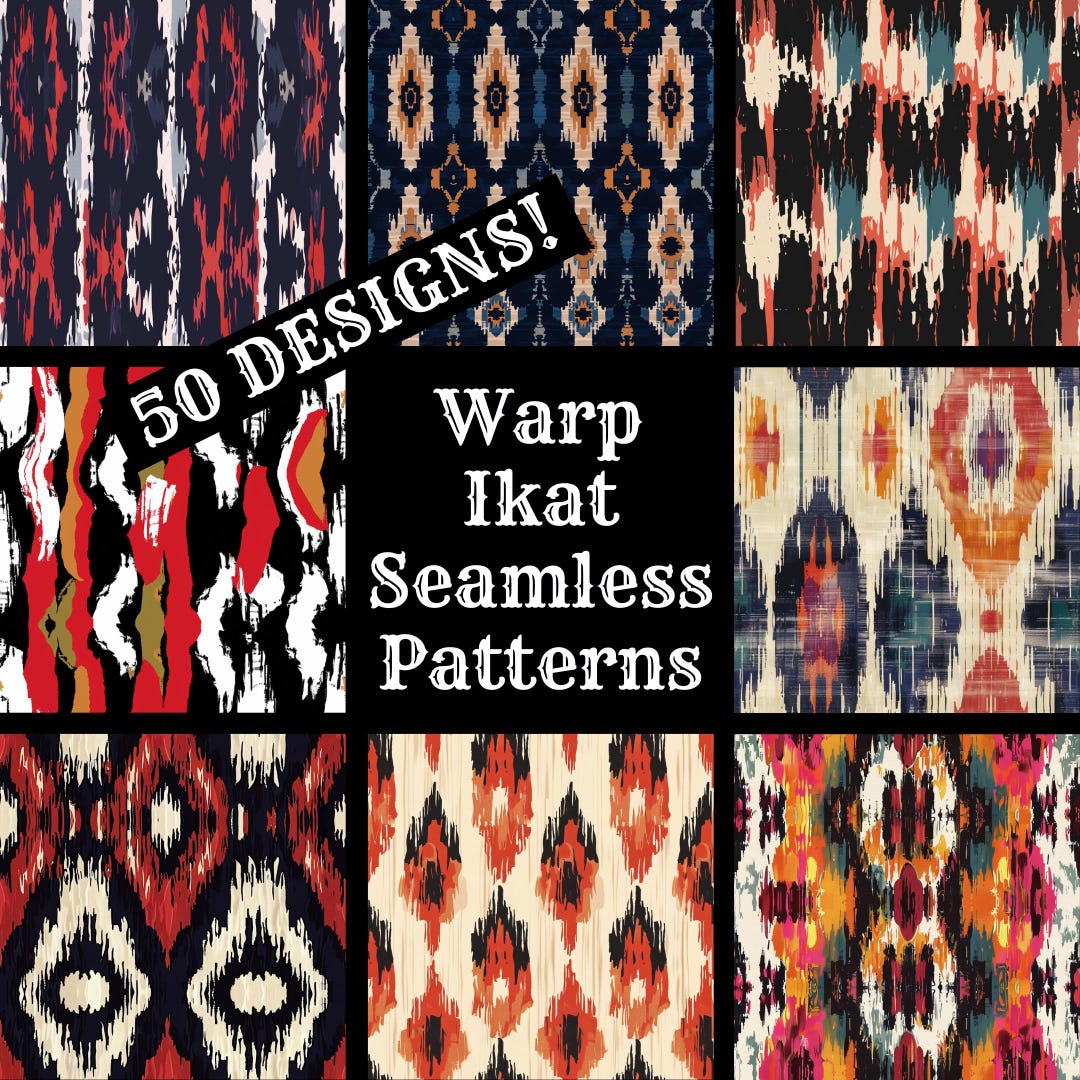 Warp Ikat Seamless Pattern: Digital Paper Textures (PNG, 300 Dpi) - Etsy