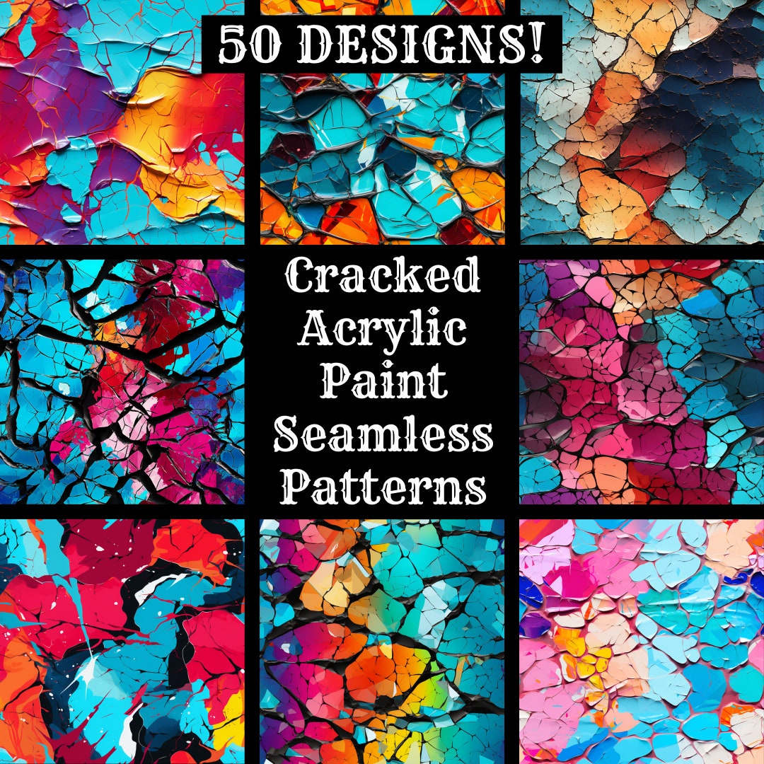 Cracked Acrylic Paint Seamless Patterns: 50 PNG Digital Papers (digital ...