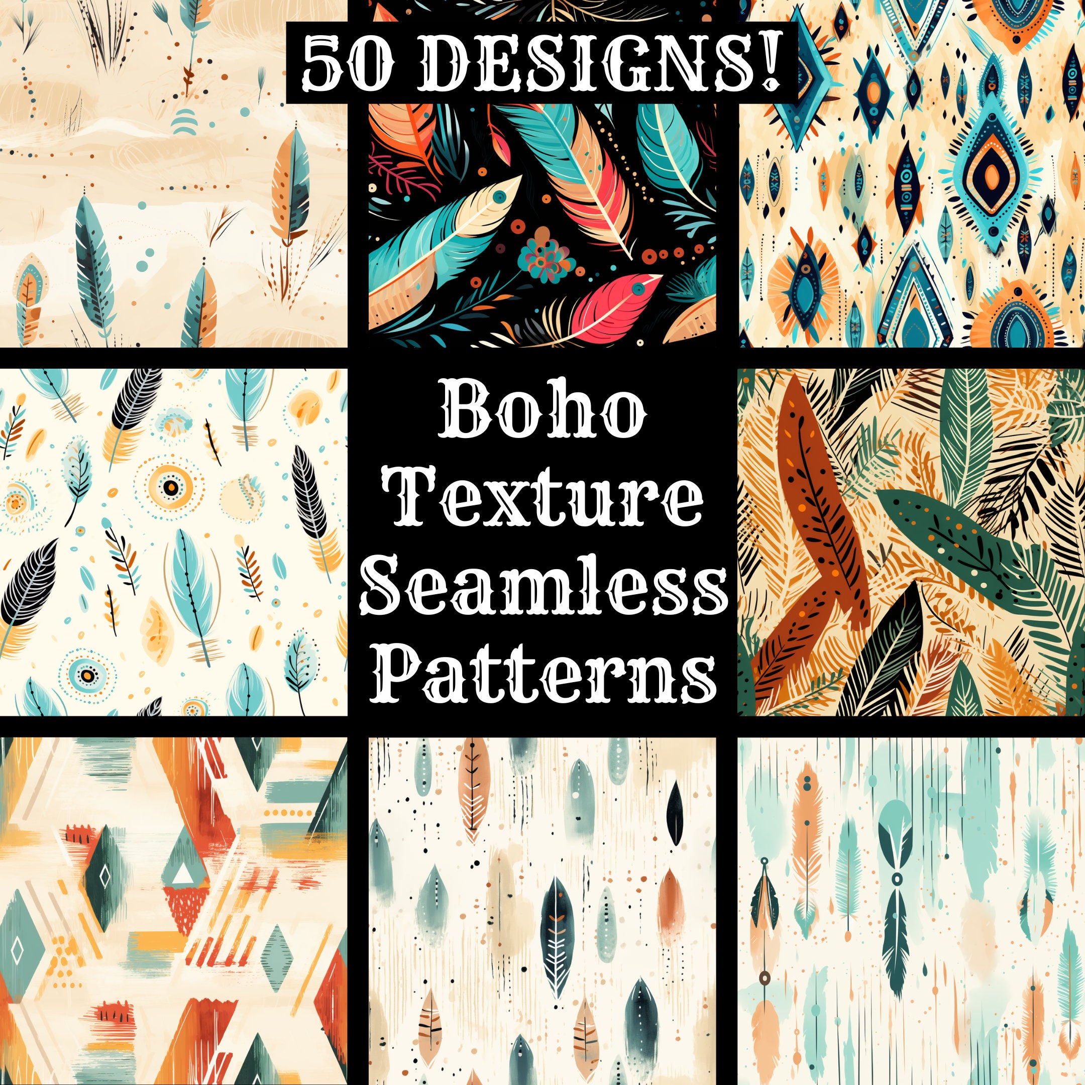 Boho Texture Seamless Digital Paper, Printable Scrapbook Paper Seamless ...