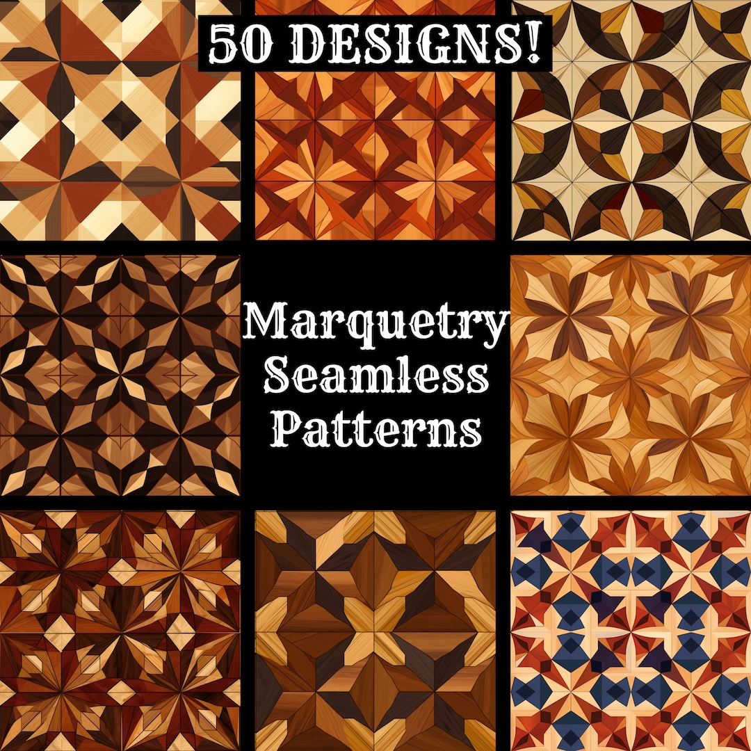 Marquetry Seamless Digital Paper, Printable Scrapbook Paper Seamless ...