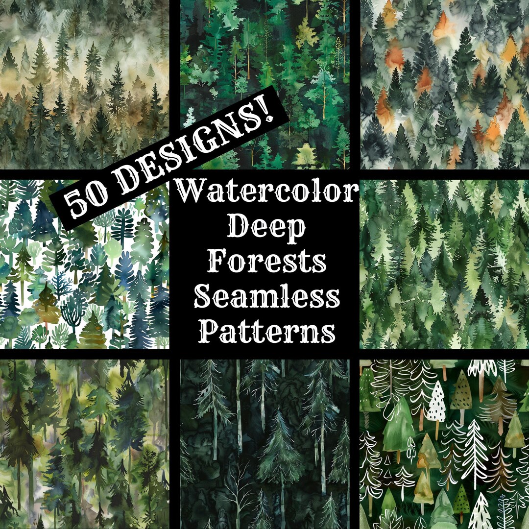 Watercolor Forest Seamless Pattern: Scrapbook Paper (digital Download ...