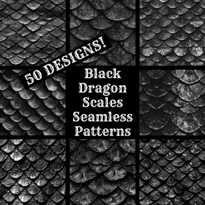 Black Dragon Scales Seamless Pattern: 50 PNG Digital Papers (digital ...