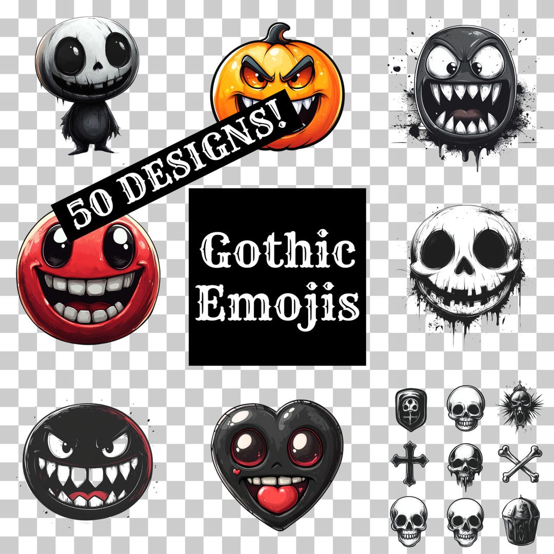 Gothic Emojis Overlays/clipart Collection, Translucent Graphics, PNG ...