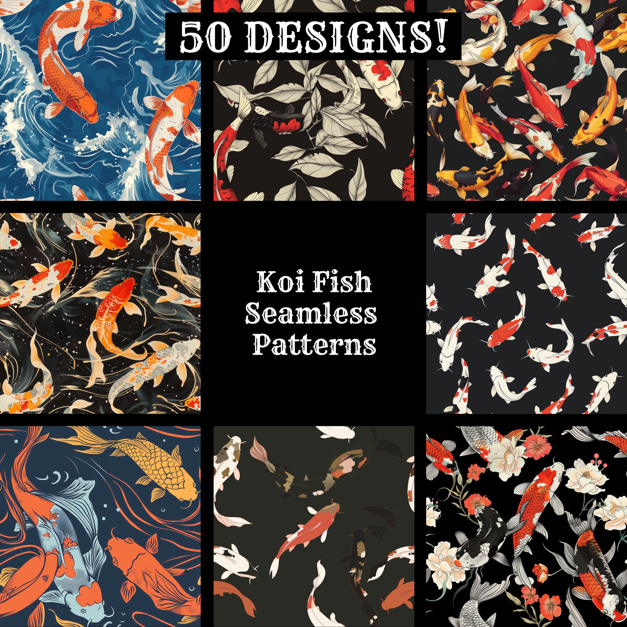Koi Fish Seamless Digital Paper for Scrapbooking and Printing - Etsy