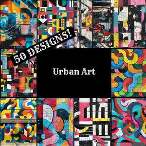Urban Art Seamless Digital Paper, Urban Art Printable Scrapbook Paper ...