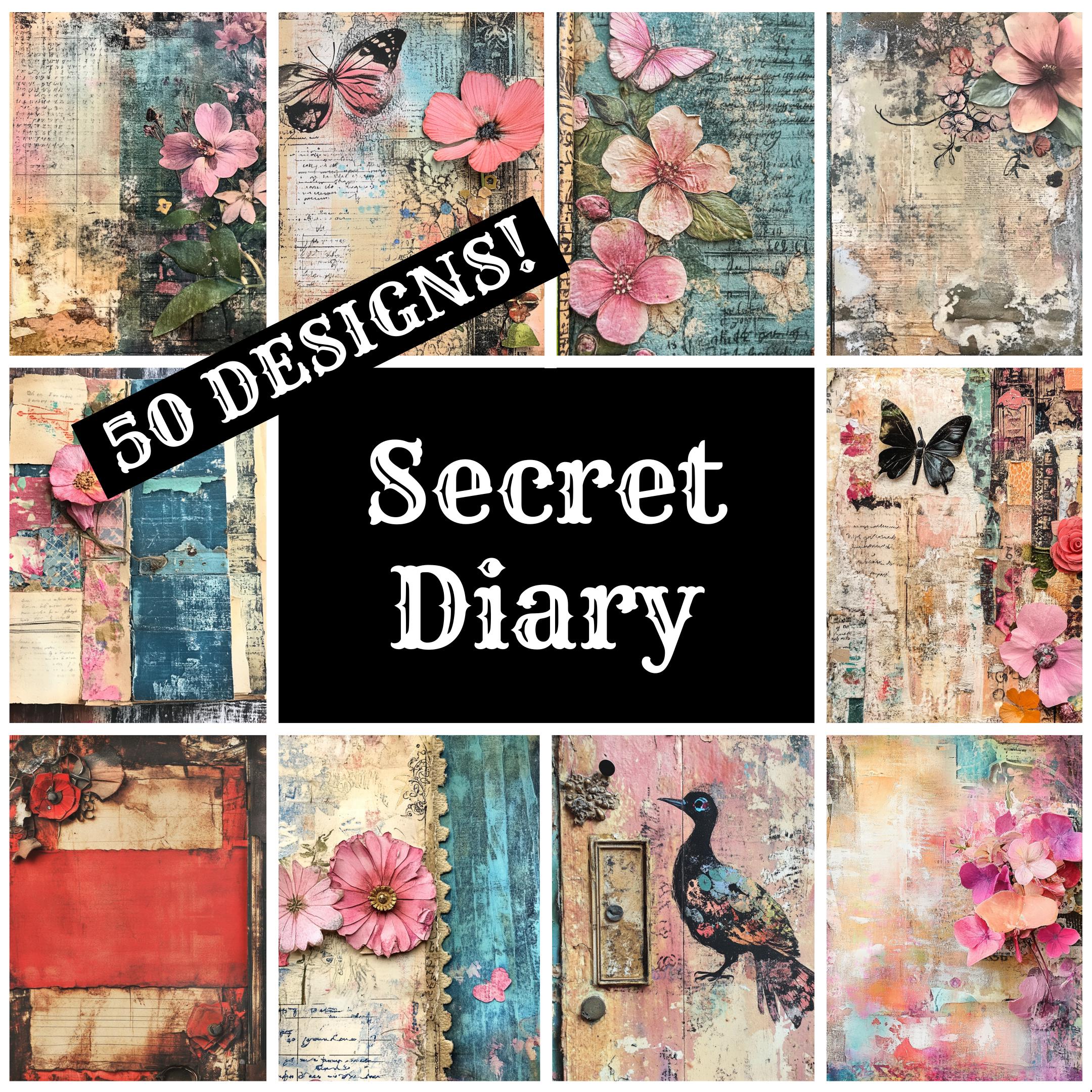 Secret Diary Journal Paper: Vintage Scrapbook Inserts (digital Download ...