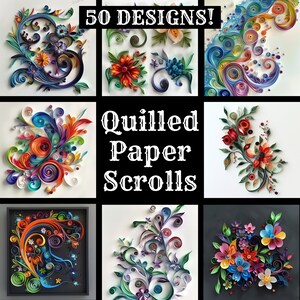 Quilled Paper Scrolls: High Resolution Digital Paper (PNG) - Etsy